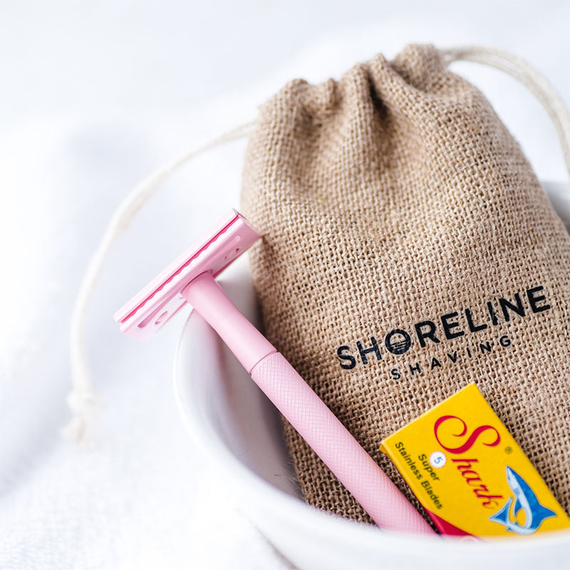 Pink Safety Razor - Blades & Travel Bag Included
